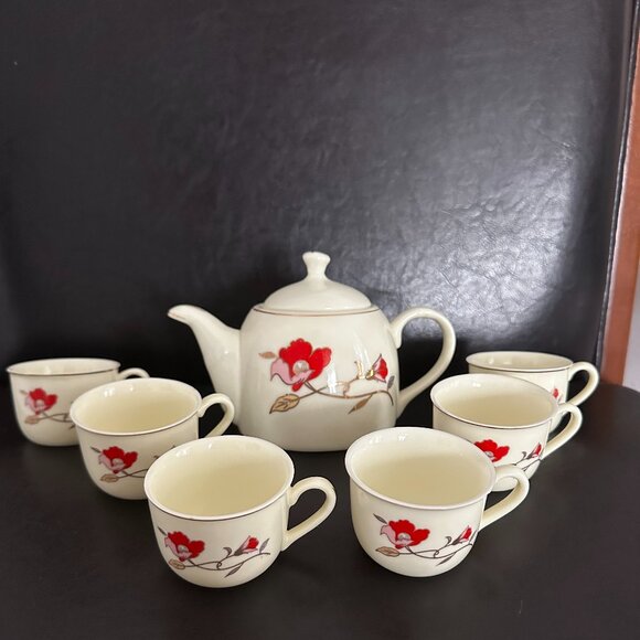 Dining | Vintage Porcelain East Asian Cream Tea Set With Red Pink Gold ...